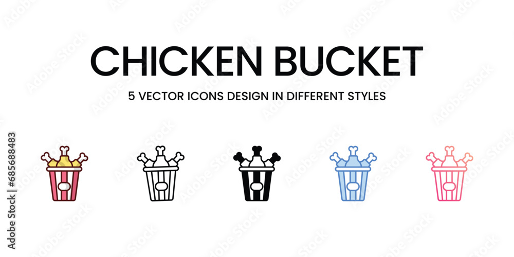 Chicken bucket Icons set. Suitable for Web Page, Mobile App, UI, UX and ...