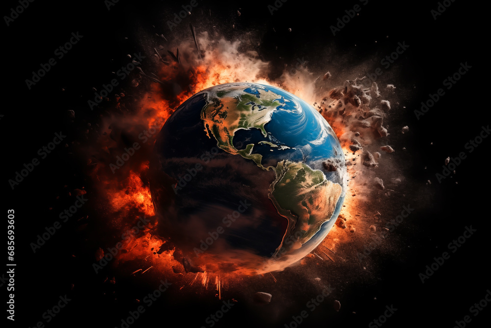 Earth in burns as Global catastrophe, Hell. War on Earth as Climate ...