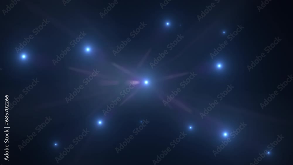 Abstract Loop flickering glow blue flashing optical lens flares ...