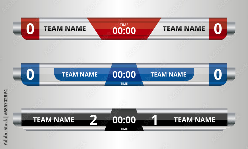 Collection of sport scoreboard broadcast vector lower thirds for ...