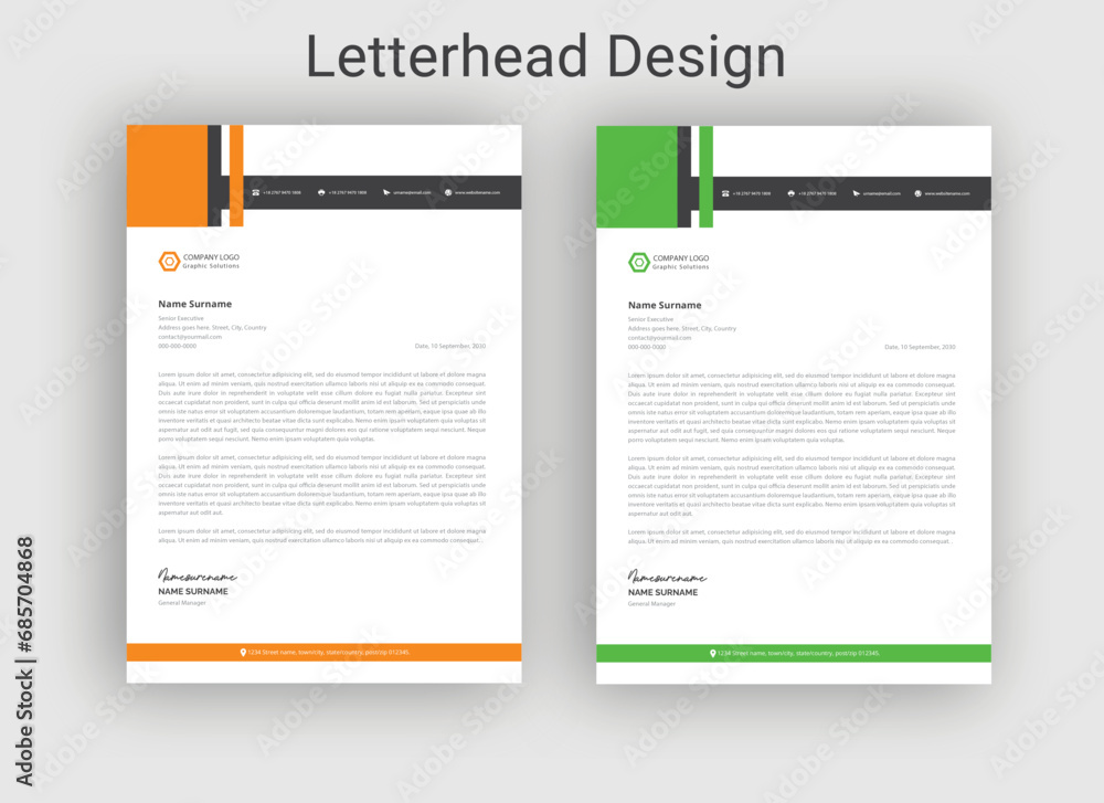 Professional letterhead template design for business projects ...