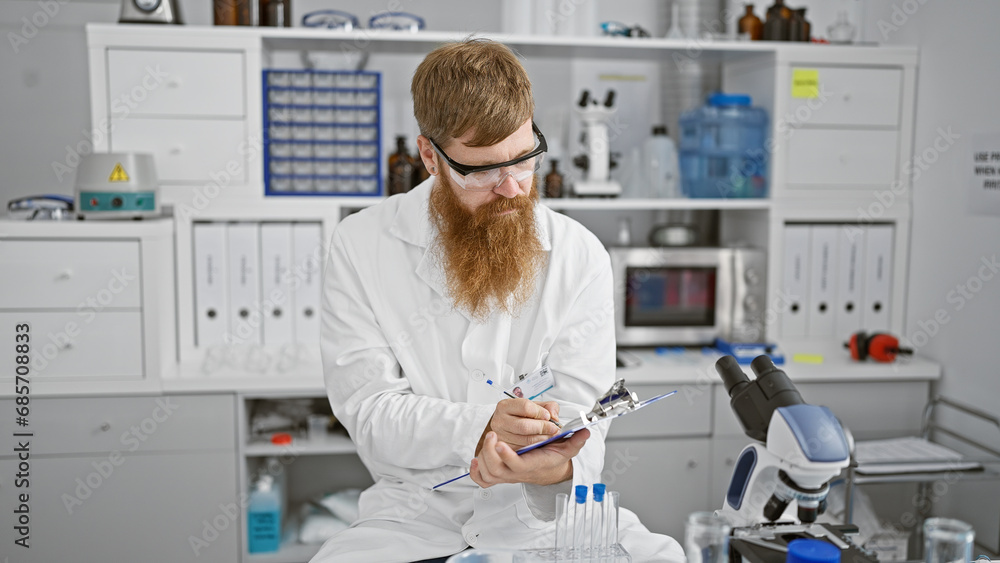 Intriguing redhead scientist, young man takes passionate notes ...