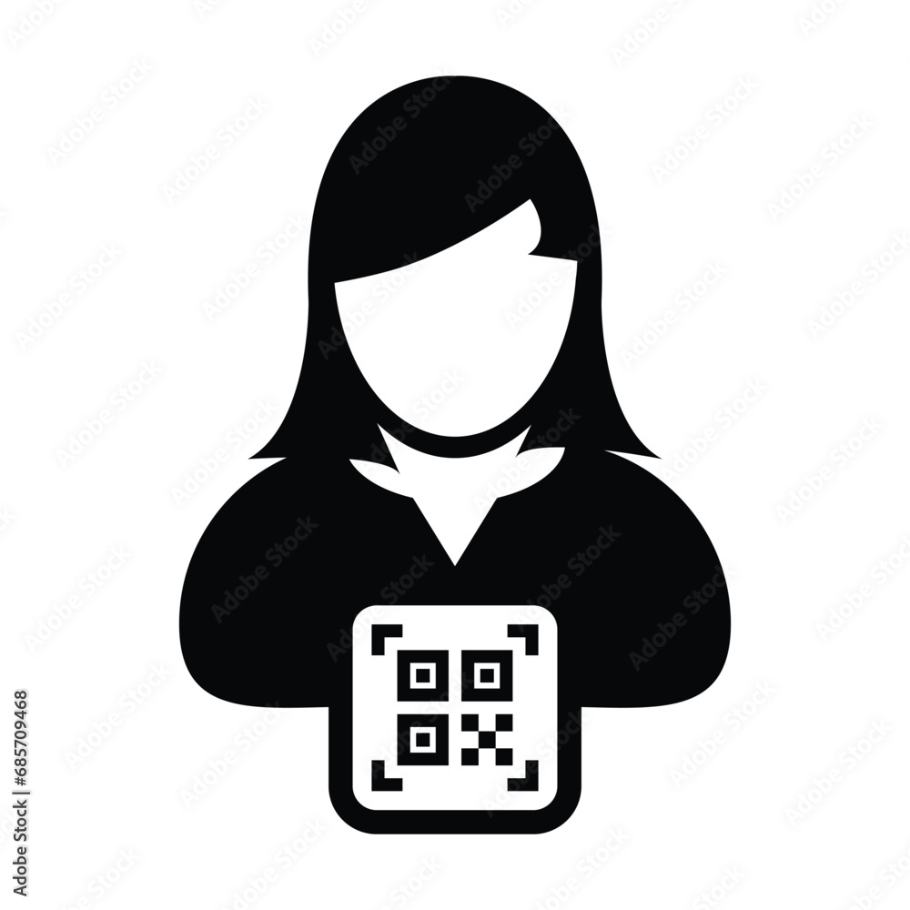 Digital id icon avatar with qr code for biometric identity in vector ...