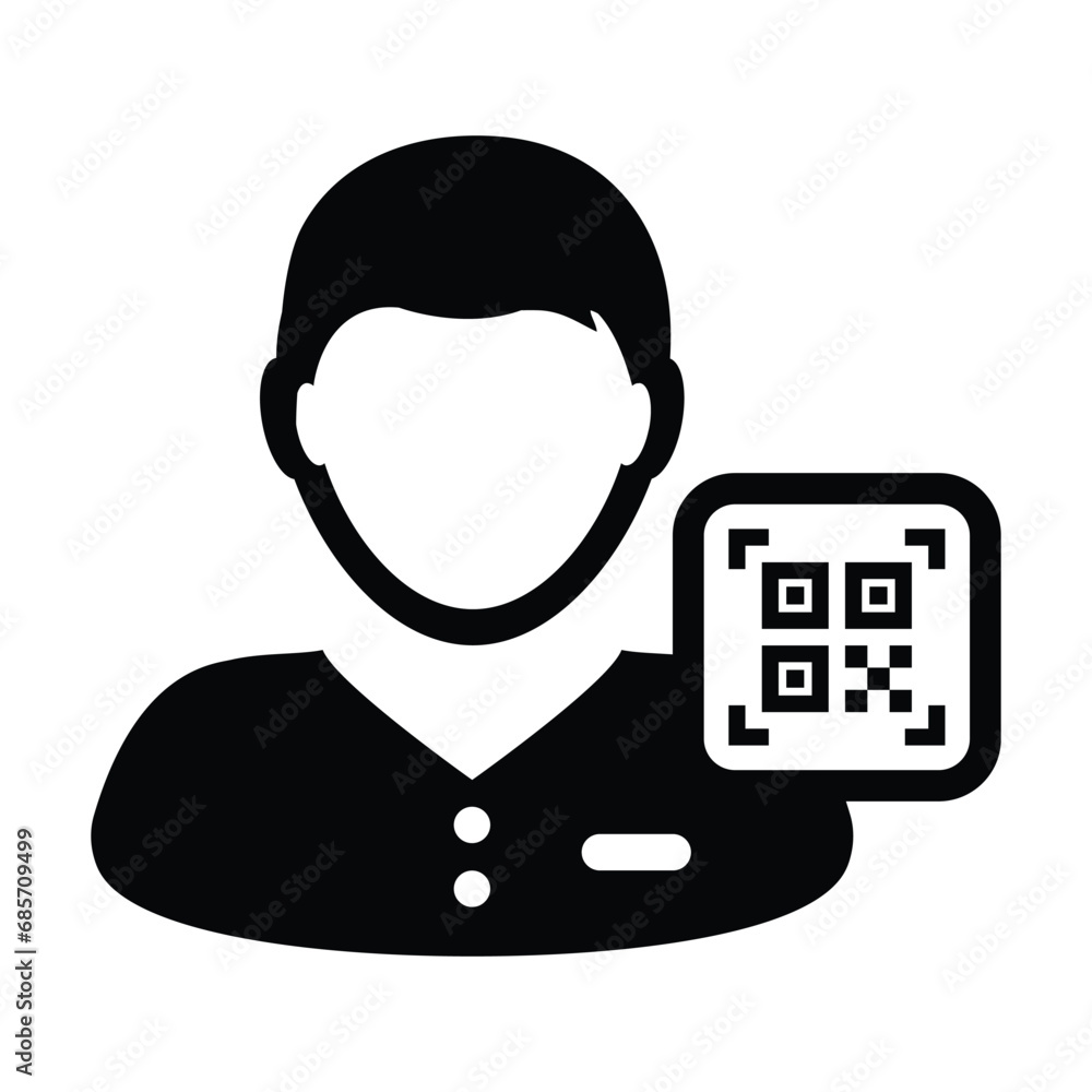 Vetor de Digital id icon avatar with qr code for biometric identity in ...