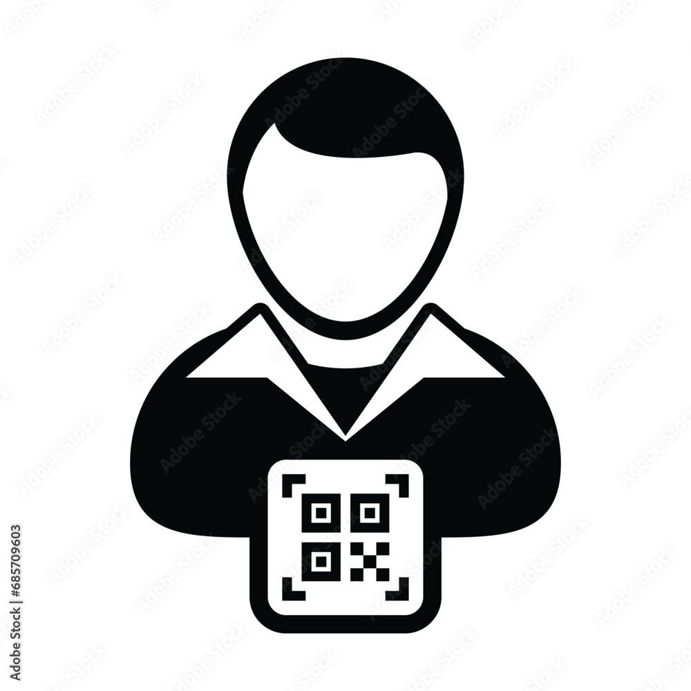 Digital id icon avatar with qr code for biometric identity in vector ...