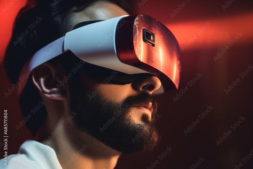 Generative Ai person using Virtual reality goggles 3d augmented ...