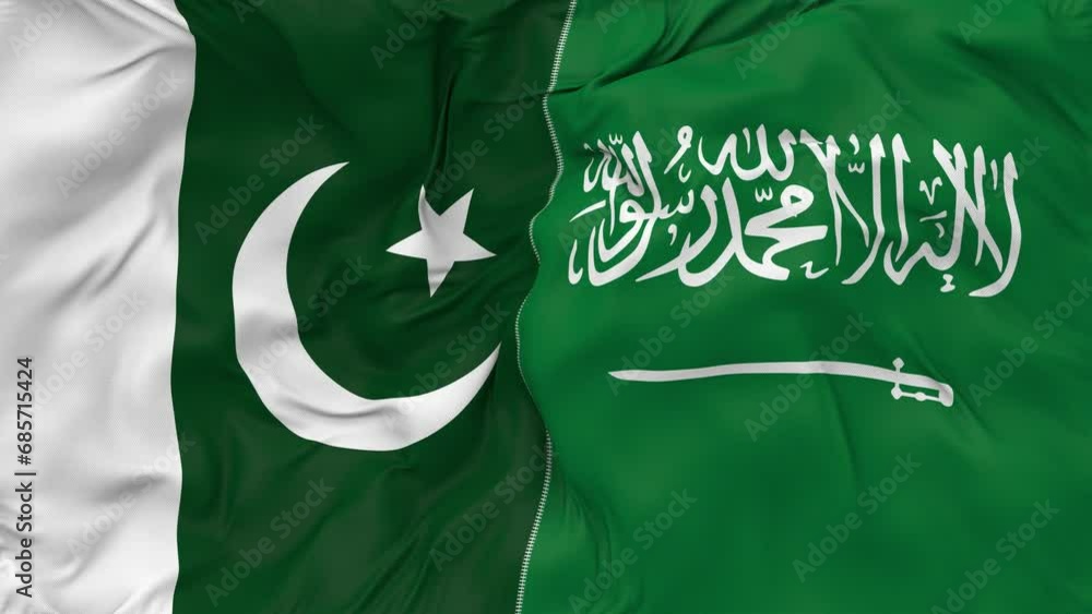 Pakistan and KSA, Kingdom of Saudi Arabia Flags Together Seamless ...