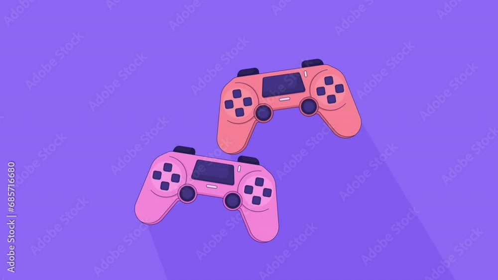 Video game controllers lo fi animated cartoon background. Joysticks 90s ...
