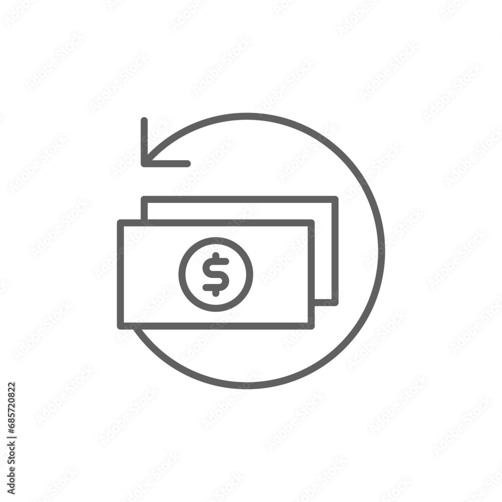 Chargeback icon. Simple outline style. Reimburse, rebate, money refund ...