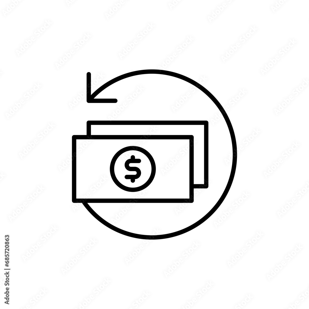 Chargeback icon. Simple outline style. Reimburse, rebate, money refund ...