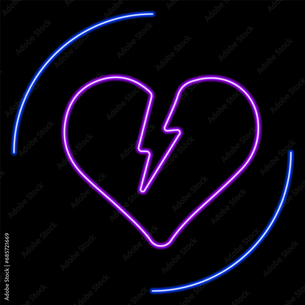 broken heart neon sign, modern glowing banner design, colorful modern ...