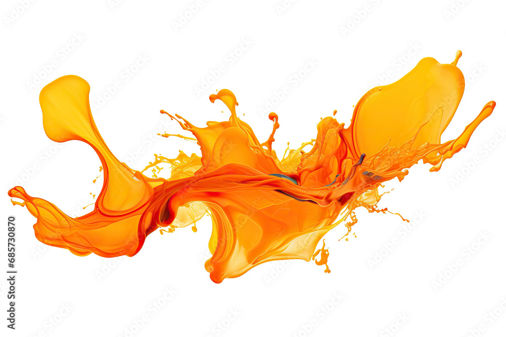 Orange Watercolor Acrylic paint splashing, stain grunge, brush stroke ...