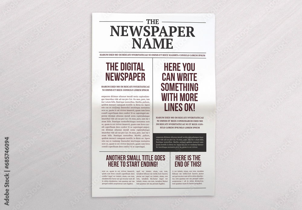 Newspaper with Editable Cover Mockup 02 Stock Template | Adobe Stock