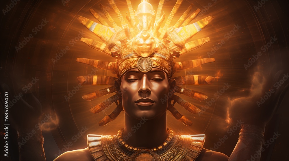 Ra (Egyptian God) sun god of ancient Egypt Ra, the sun god, with rays ...