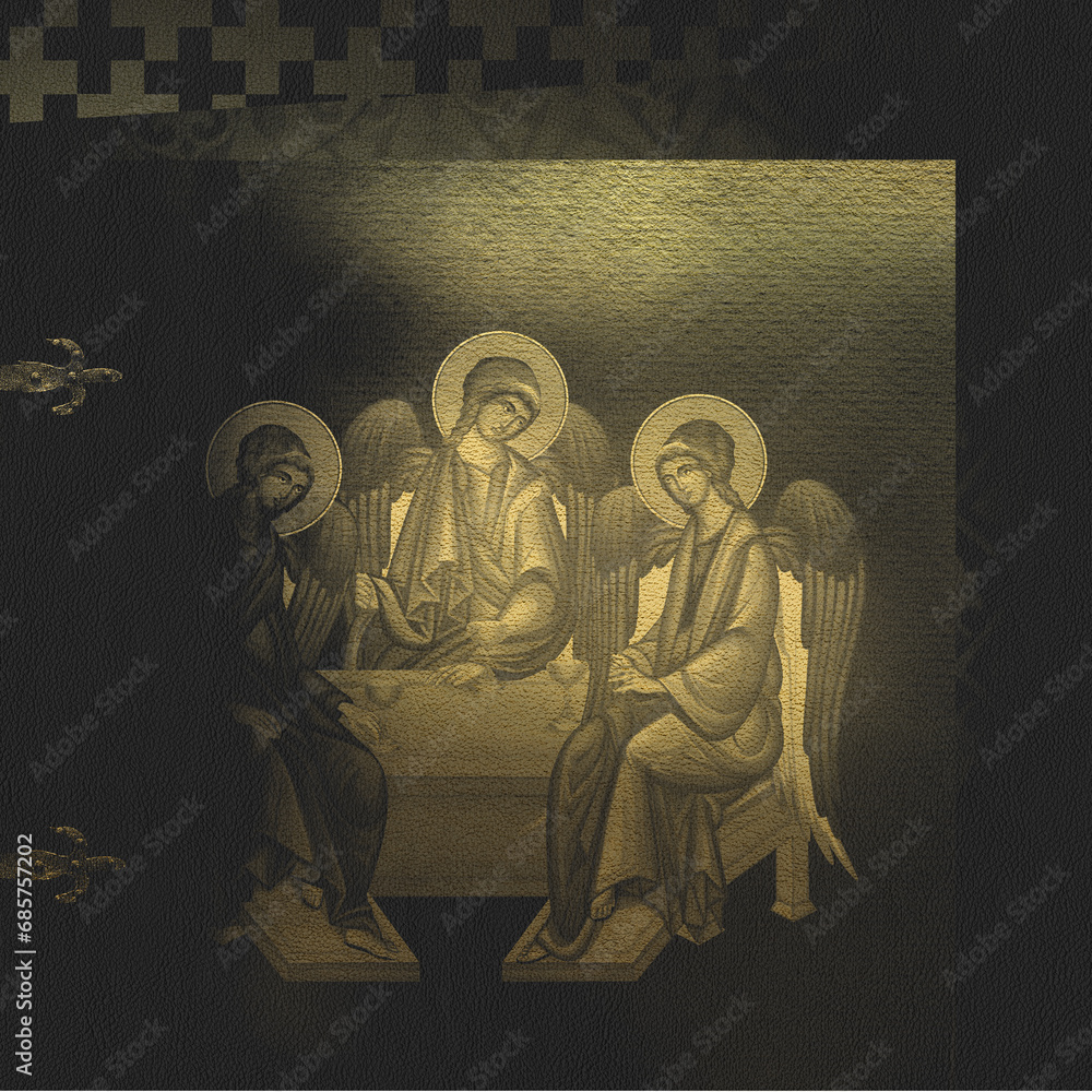 Decorative religious black and gold backdrop. Holy Trinity modern ...