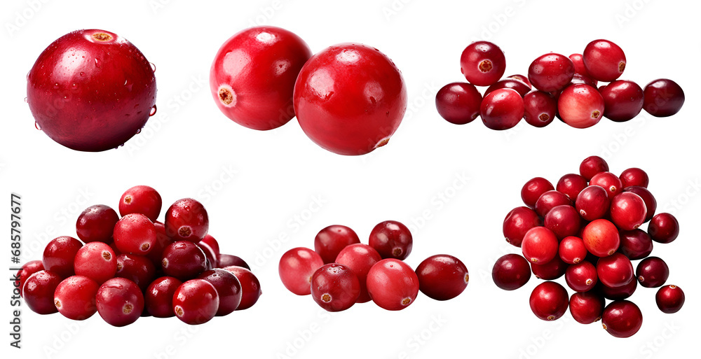 Red cranberry cranberries, many angles and view side top front heap ...