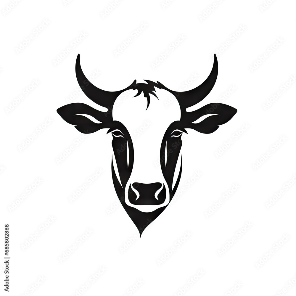 Cow Head Icon, Cattle Symbol, Milk Farm Logo, Minimal Cow Portrait ...