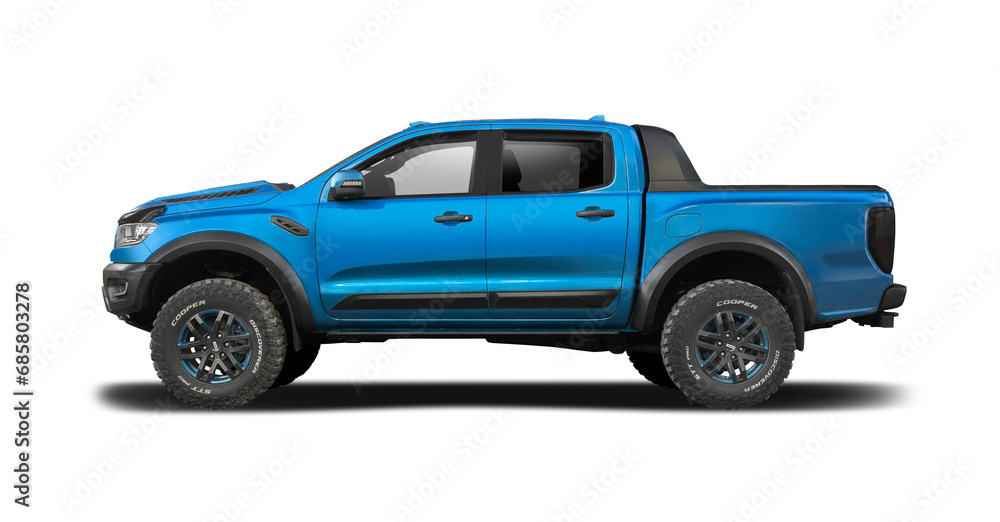 Ford Ranger Raptor pickup truck side view isolated on white background ...