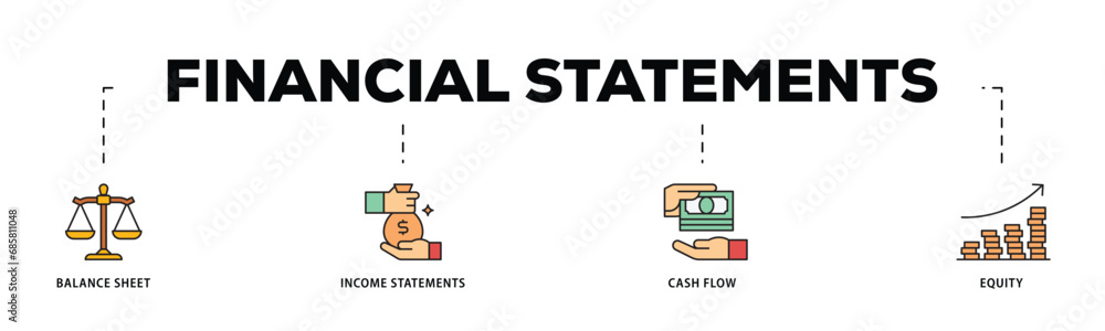 Financial statements infographic icon flow process which consists of ...