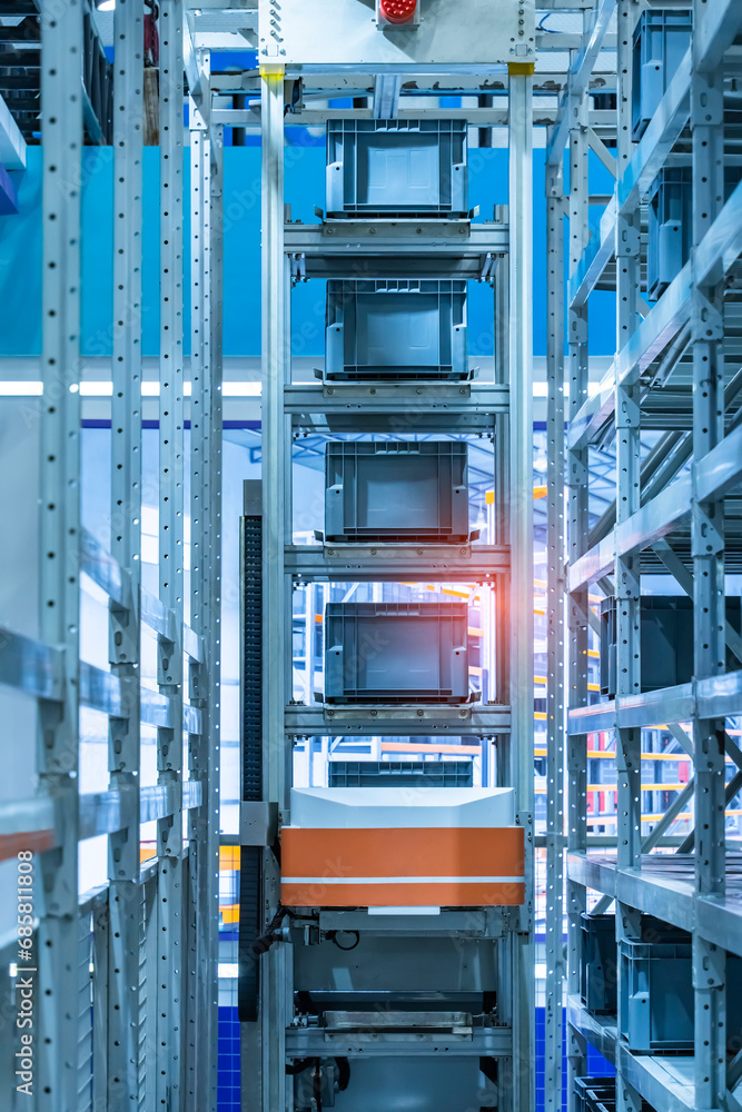 Póster logistic warehouse storage facility with automated guided ...