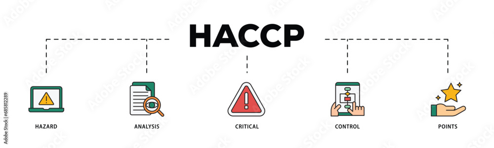 HACCP infographic icon flow process which consists of hazard analysis ...