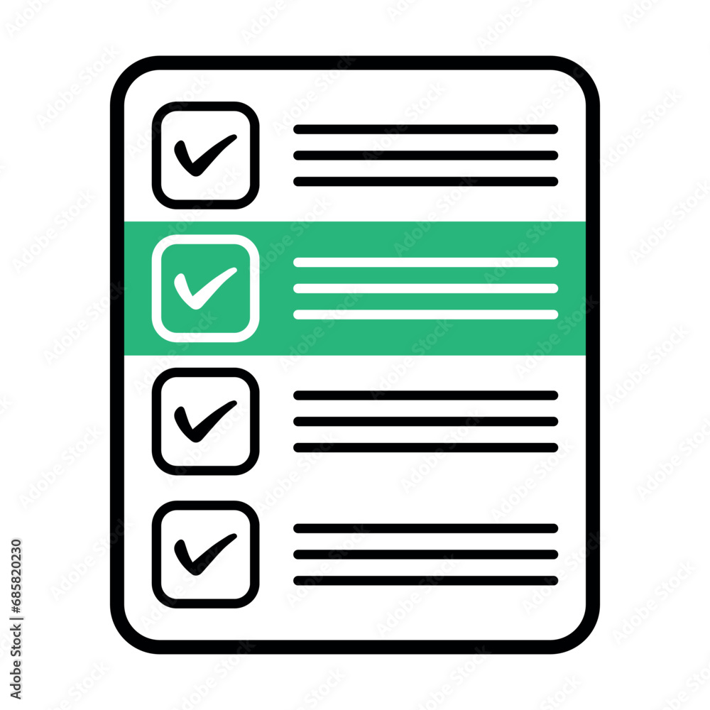 Check mark list icon. Checklist. Vectot on white background Stock ...