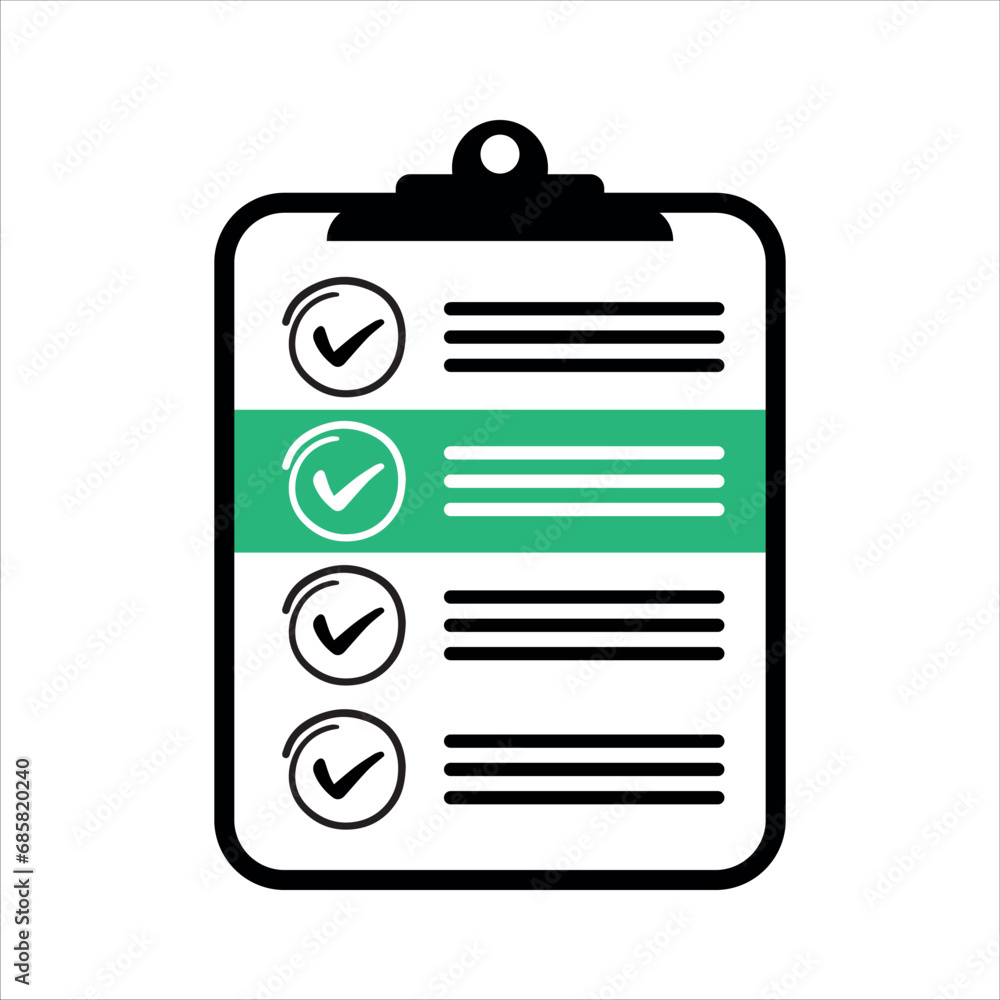 Check mark list icon. Checklist. Vectot on white background Stock ...