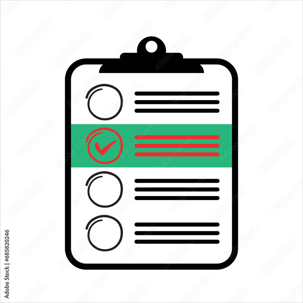 Check mark list icon. Checklist. Vectot on white background Stock ...