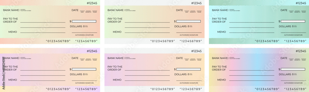 Blank modern bank cheque and checkbook cheque template design set Stock ...