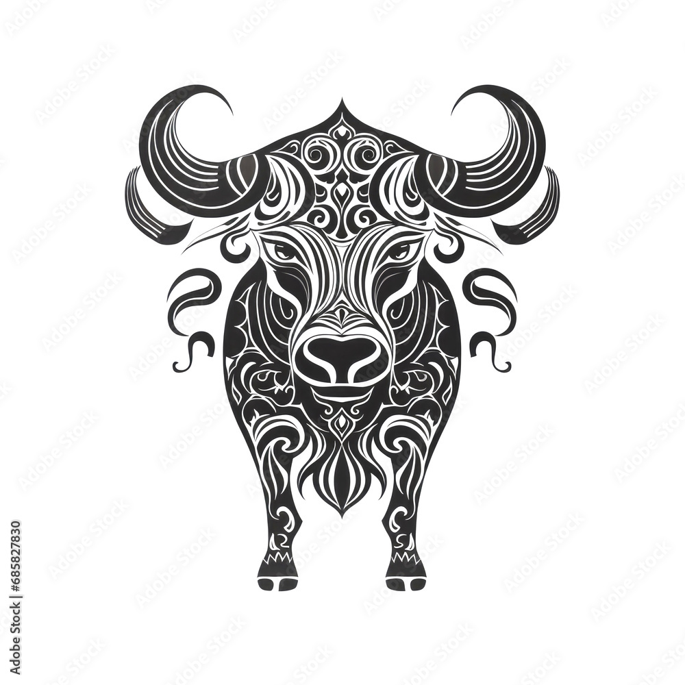 Ornate Taurus Icon, Sheep Portrait Isolated, Chinese Horoscope Minimal ...