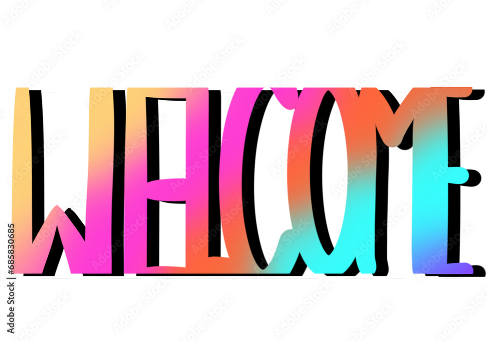 "Welcome" sign text colorful transparent background clip art Stock ...
