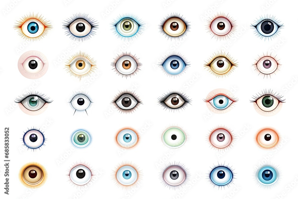 Eye Icon Set, Vision Symbols, Ophthalmologist Pictogram, Eyes ...