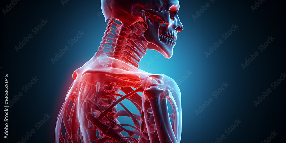 a skeleton of a man, back side lumbar human body spine, 3D Illustration ...