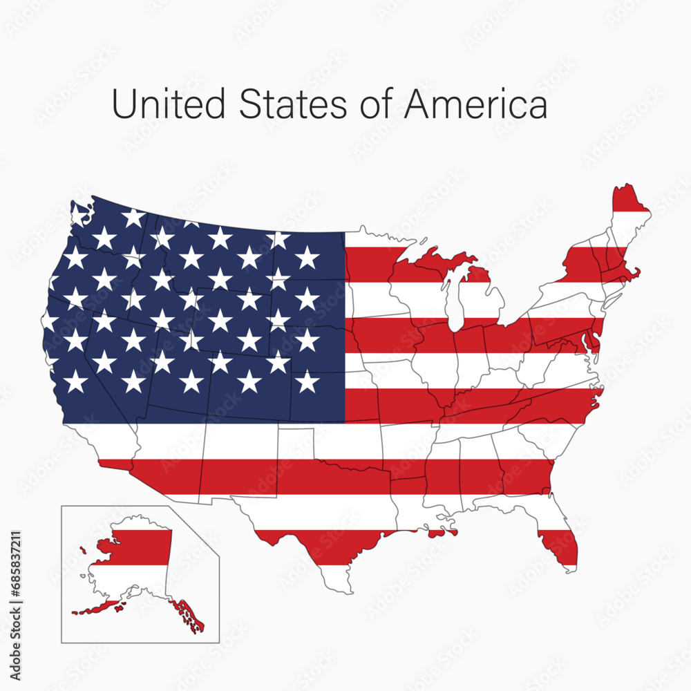 National Country Map with Regions and States and Flag in Body Stock ...