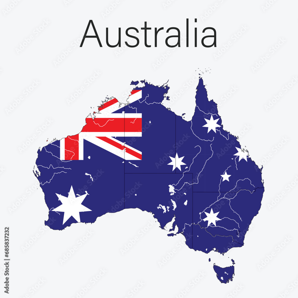 National Country Map with Regions and States and Flag in Body Stock ...