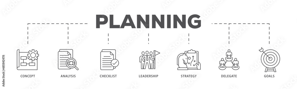 Planning infographic icon flow process which consists of concept ...