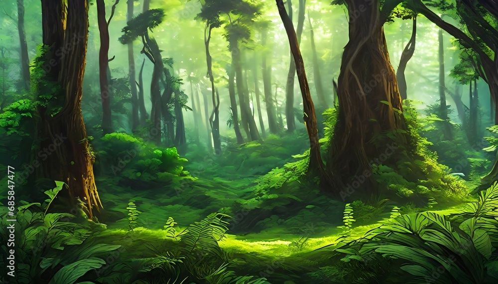 deep forest fantasy backdrop concept art realistic illustration video ...