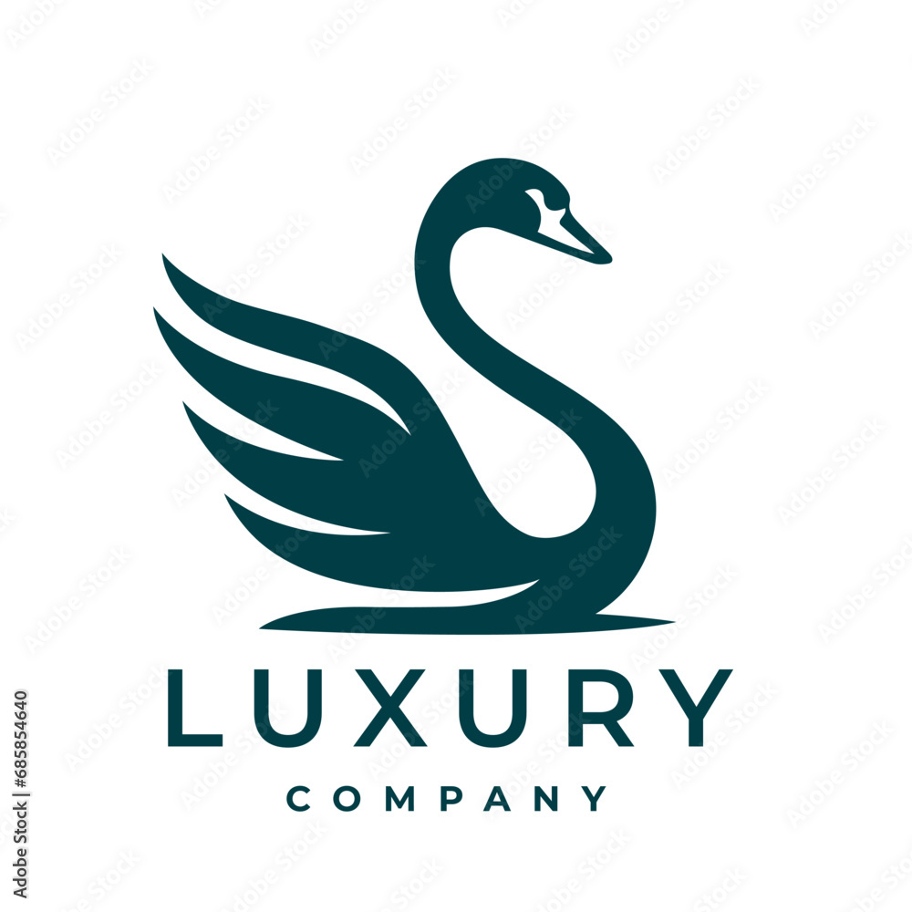 Luxury swan logo. Boutique spa icon. Elegant bird symbol. Vector ...