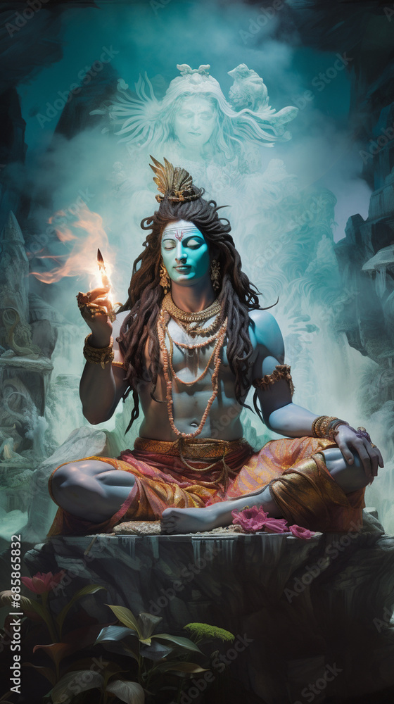 Lord Shiva smoking ganja, background of Nirvwana. AI Generative Stock ...