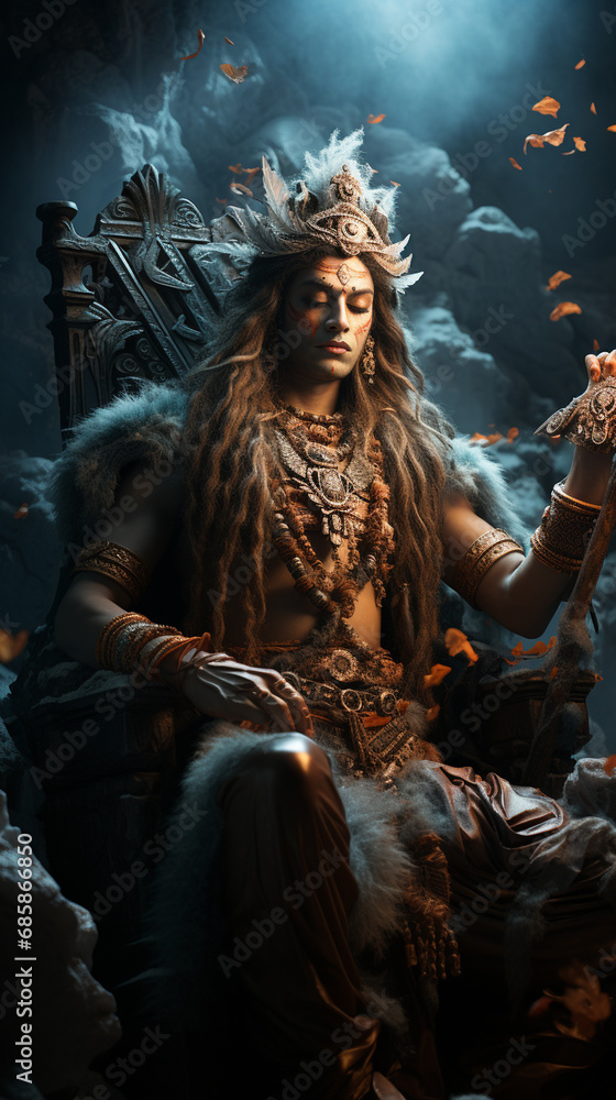 Lord Shiva smoking ganja, background of Nirvwana. AI Generative Stock ...