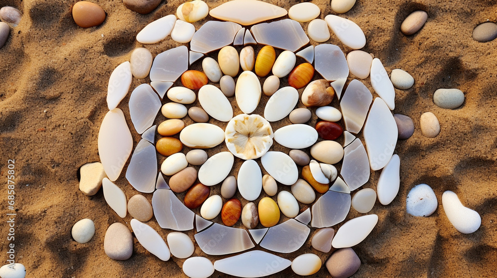 Pebble Mandala: Create an intricate mandala design using white pebbles ...