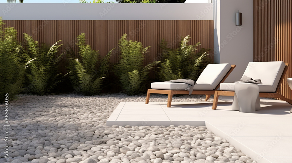 Understated Elegance: Illustrate a modern outdoor space with sleek ...