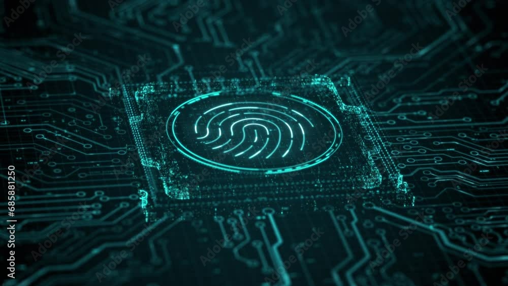 Digital biometric. Security and identify by fingerprint concept. Scanning system of the finger ...