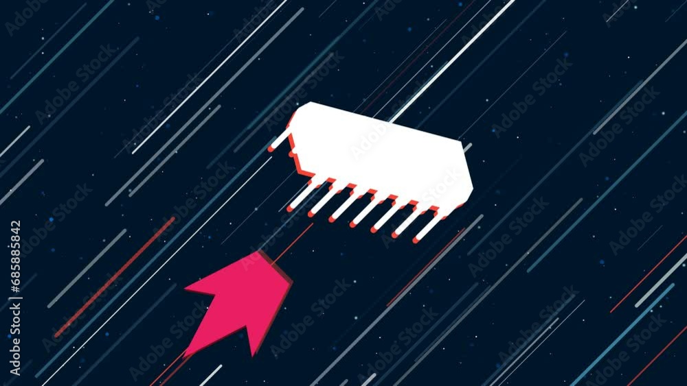 Integrated circuit symbol flies through the universe on a jet ...