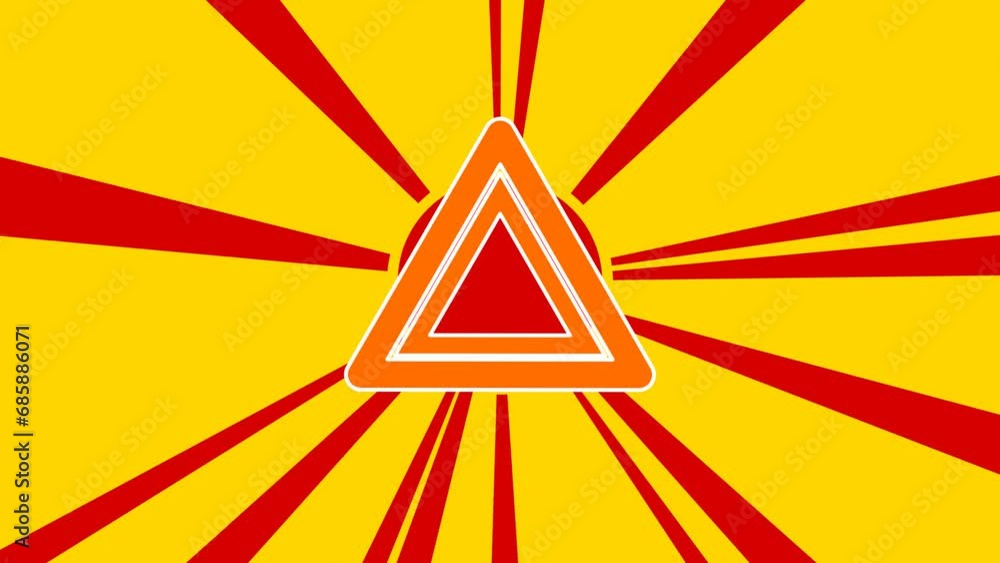 Emergency stop sign on the background of animation from moving rays of ...