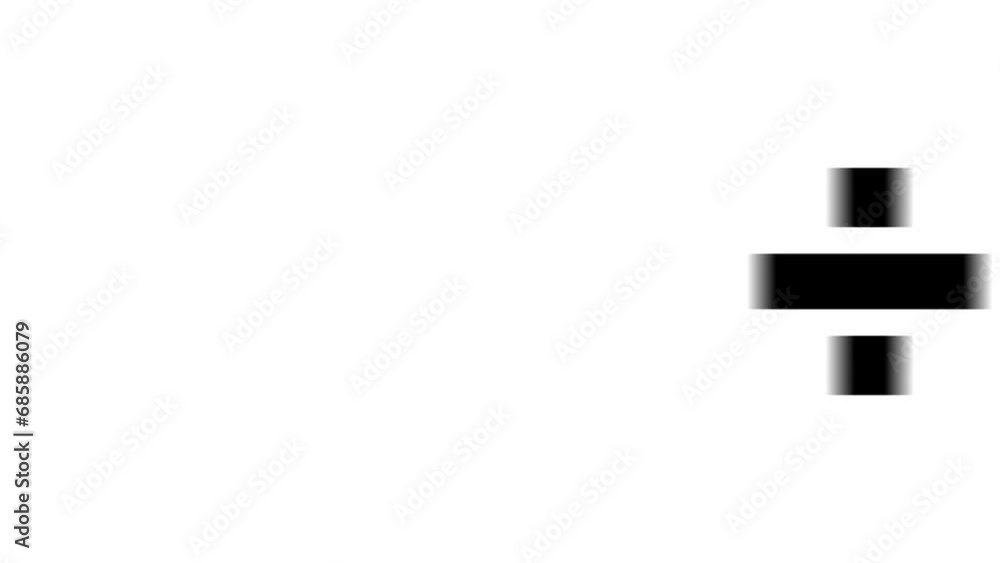 Animation set, division symbol. Animations: transparency, zooms ...