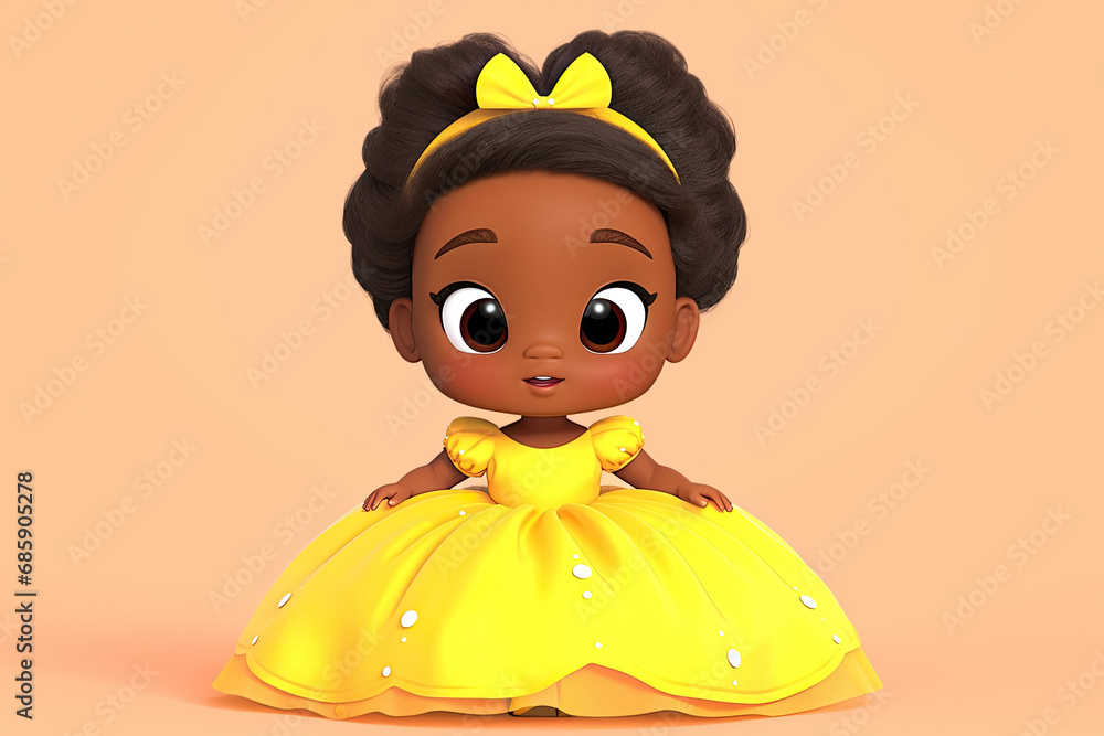 Little Princess, yellow dress, african american, princess and frog on ...