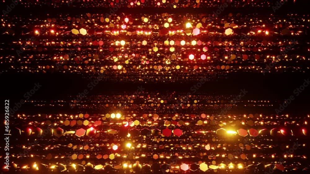 Fiery hexagonal particles awards overlay loop background 3d render. The ...