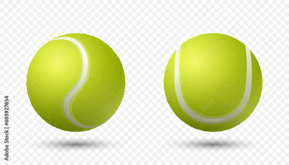 Vector 3d Realistic Green Textured Tennis Ball Icon Set Closeup ...