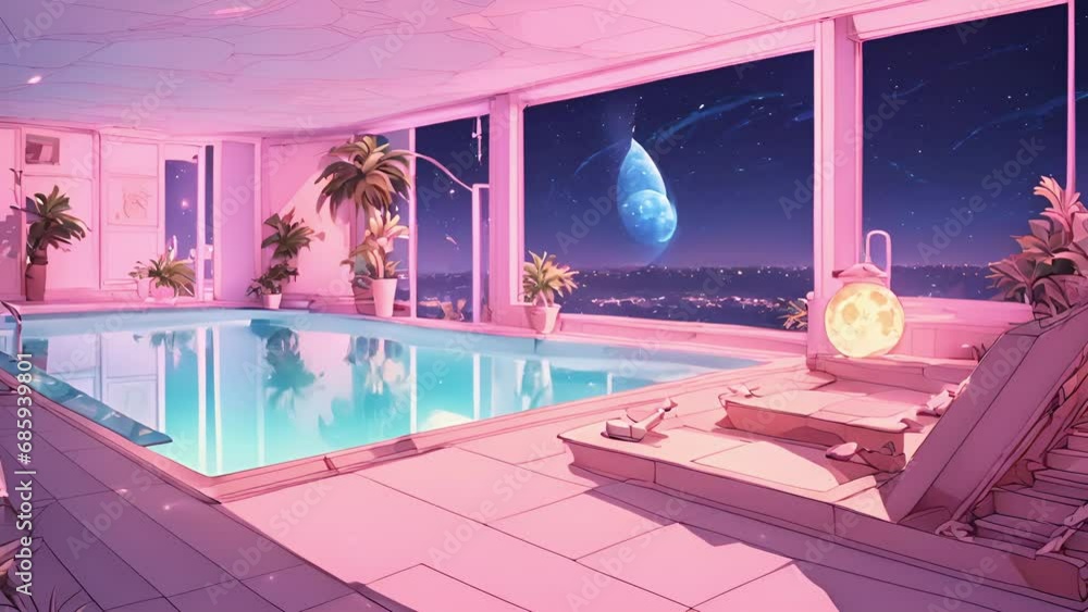 sound calming vaporwave fills sink into pool warm, vaporinfused water ...